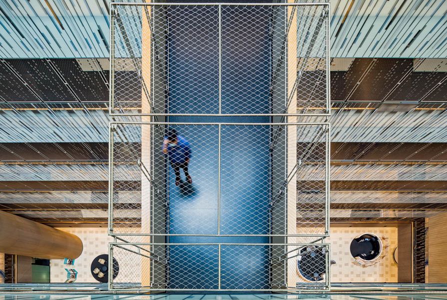 Tensile's Webnet Frames used in hospital atriums | ArchitectureAu