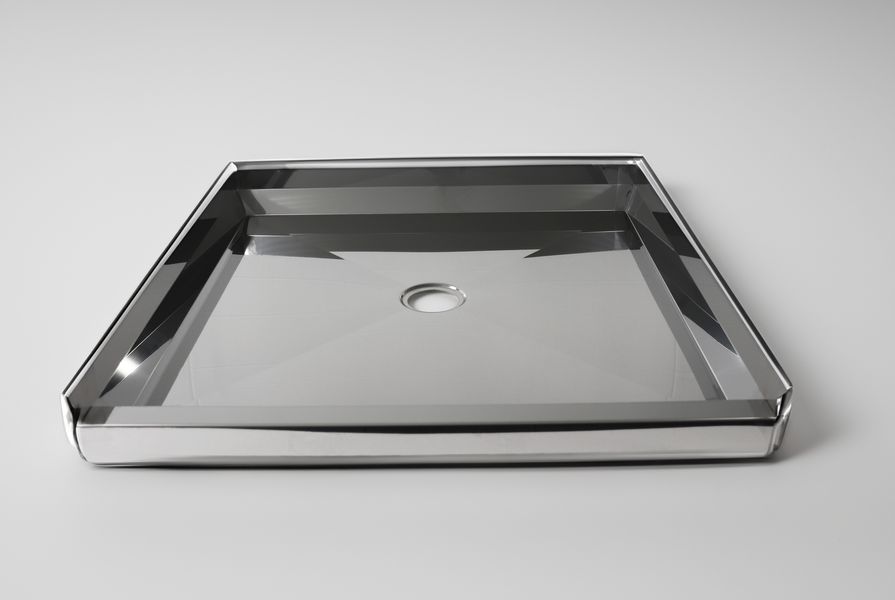 Exposed stainless steel shower tray by Allproof | ArchitectureAu