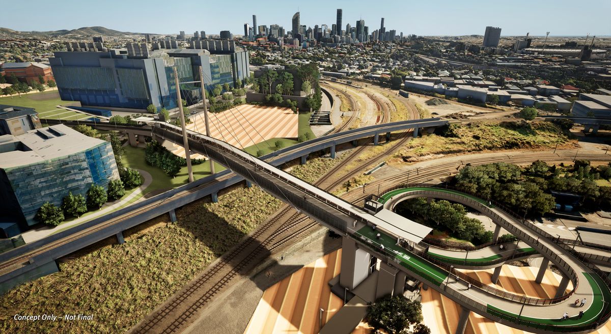 Concept design for Brisbane pedestrian and cycle bridge | ArchitectureAu
