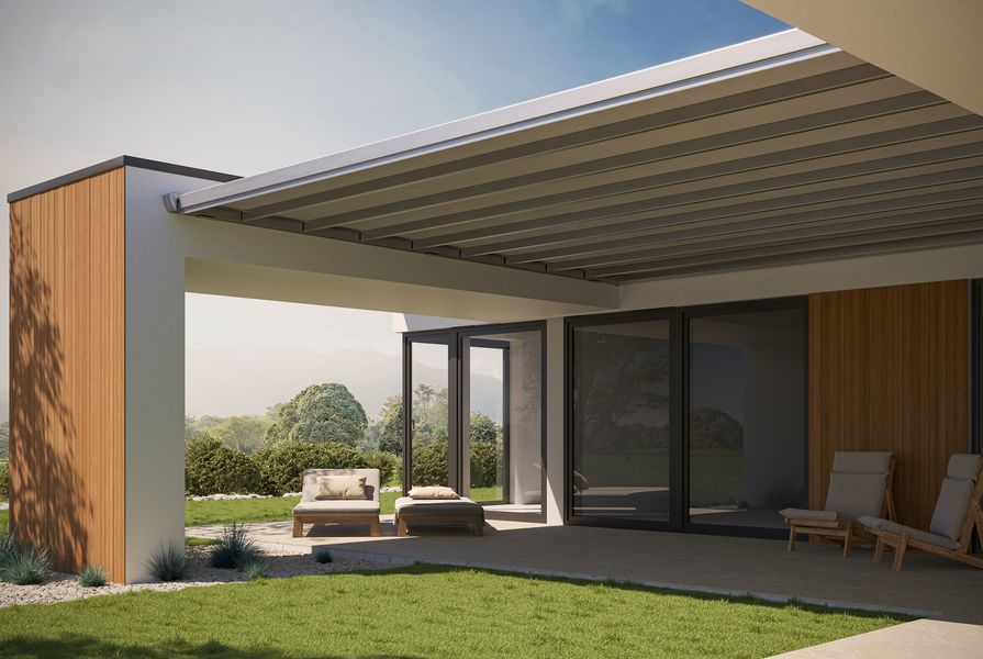 Sintesi retractable roofing system by Aluxor | ArchitectureAu